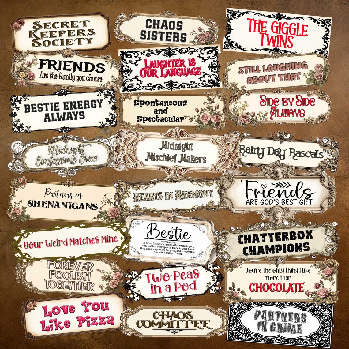 Friends Forever Vintage Junk Journal Ephemera Decoupage Friendship ...