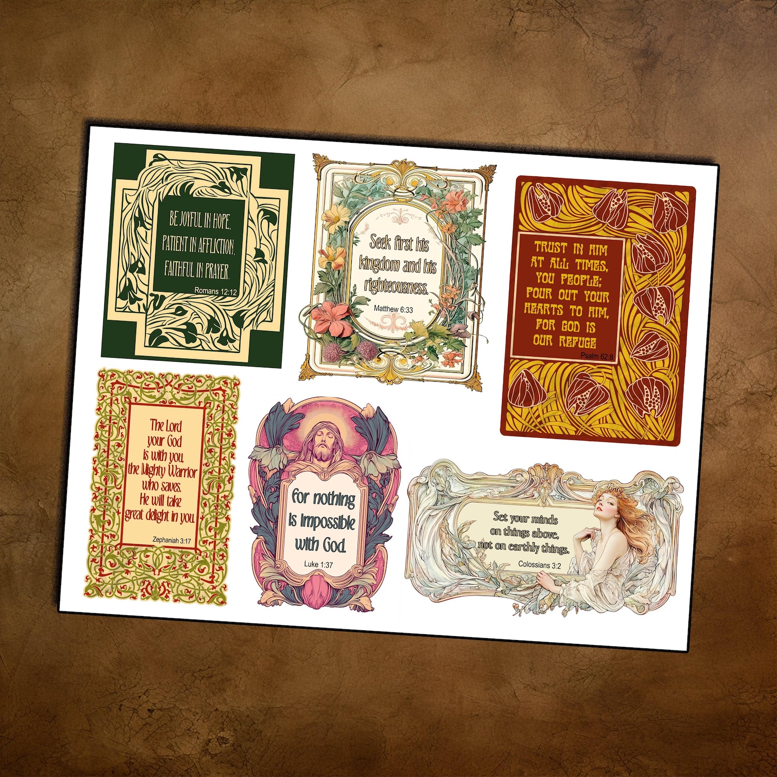 Art Nouveau Bible Scripture Scraps Christian Printable Ephemera Verse ...