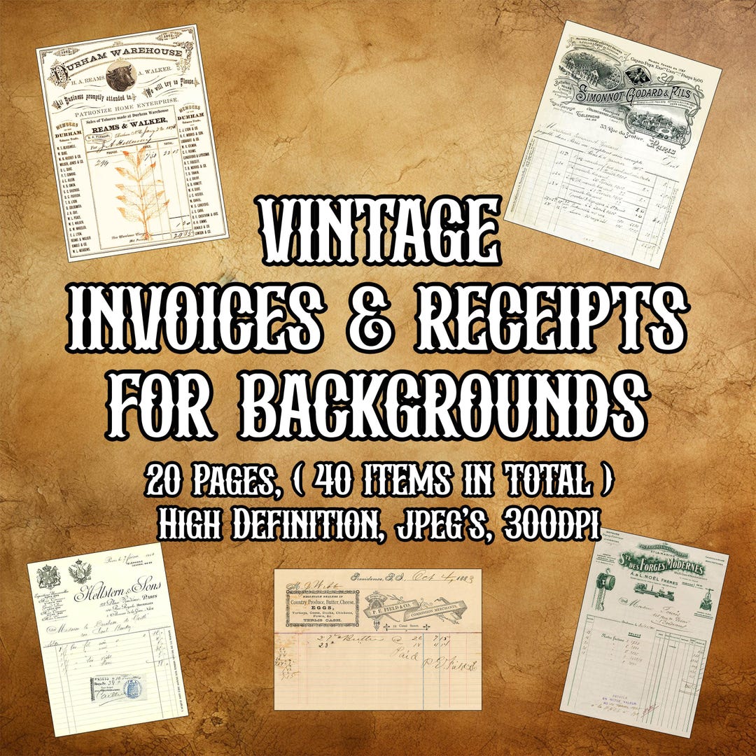Vintage Invoices & Receipts Junk Journal Ephemera Collage Sheets ...