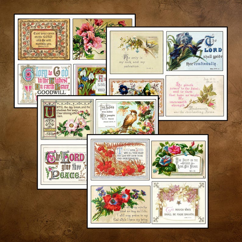 Vintage Bible Scripture Snippets Christian Printable Ephemera Verse ...