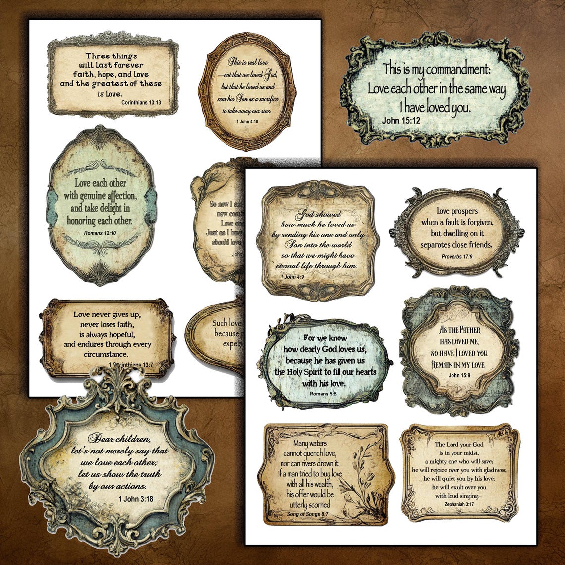 Vintage Bible Scripture Scraps Christian Printable Ephemera Verse ...