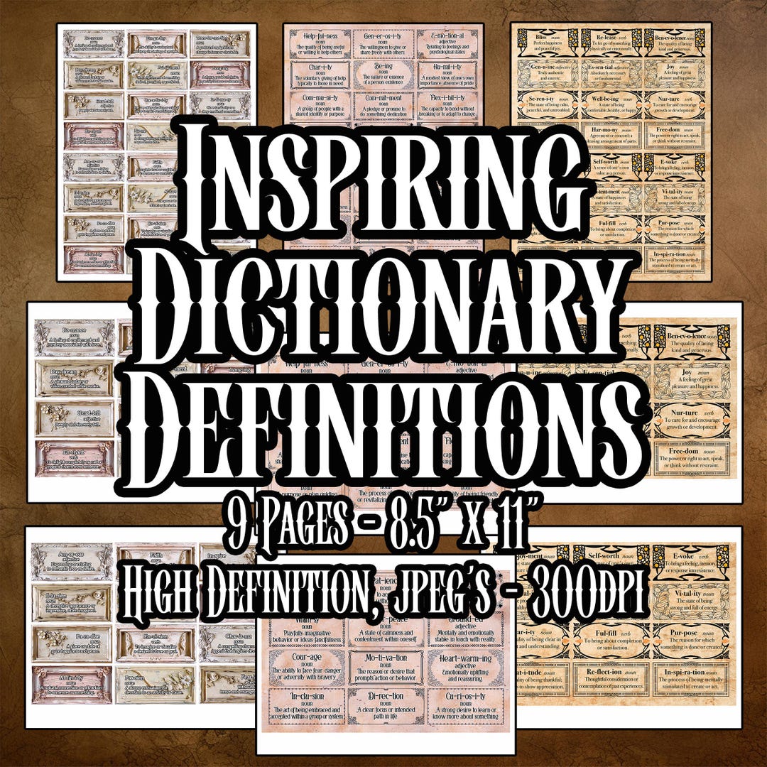 Inspirational Dictionary Definitions Junk Journal Ephemera Decoupage ...