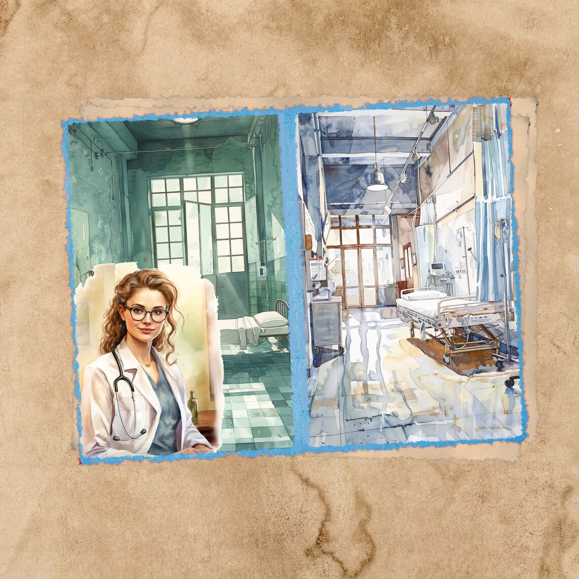 Nursing and Hospital Watercolor Clipart Junk Journal Printable Pages ...