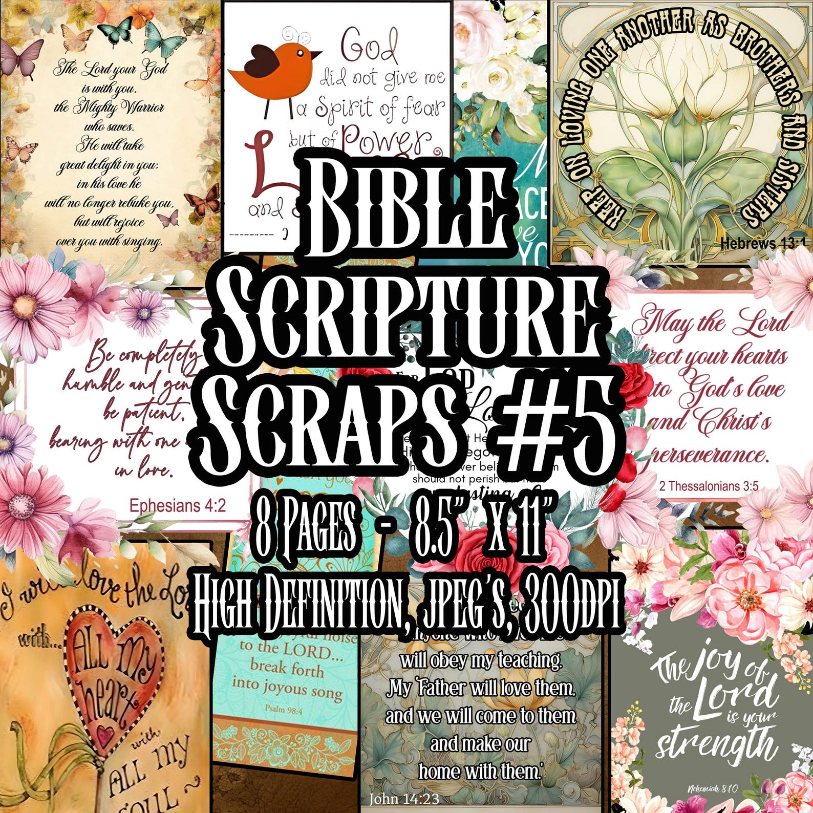 Bible Scripture Scraps #5 Christian Printable Ephemera Verse Prayer ...
