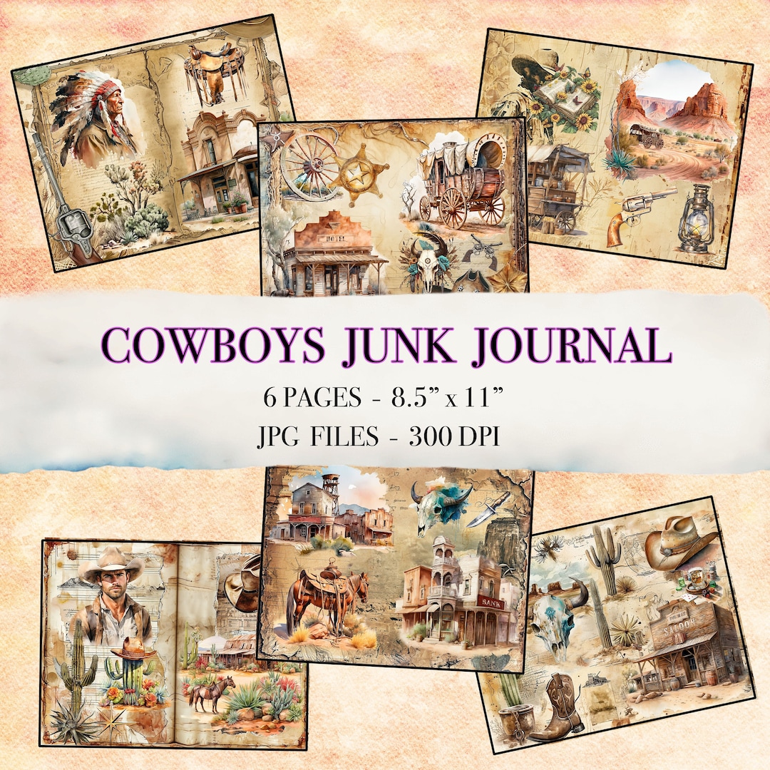 Western Cowboys Junk Journal Printable Pages Journal Printable Collage ...
