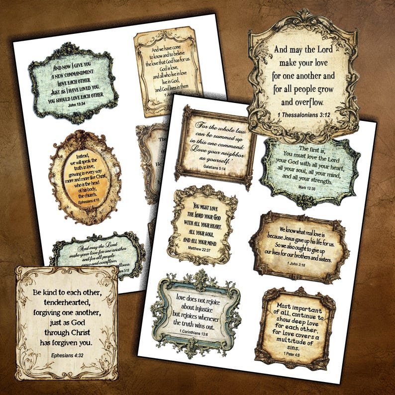 Vintage Bible Scripture Scraps Christian Printable Ephemera Verse ...