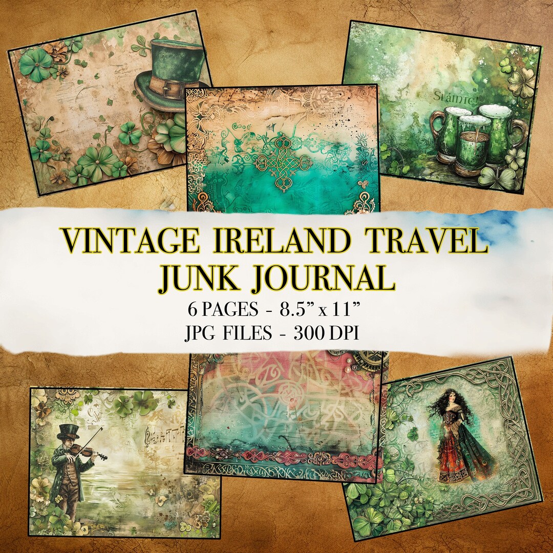 Vintage Ireland Junk Journal Printable Pages Travel Journal Travel ...