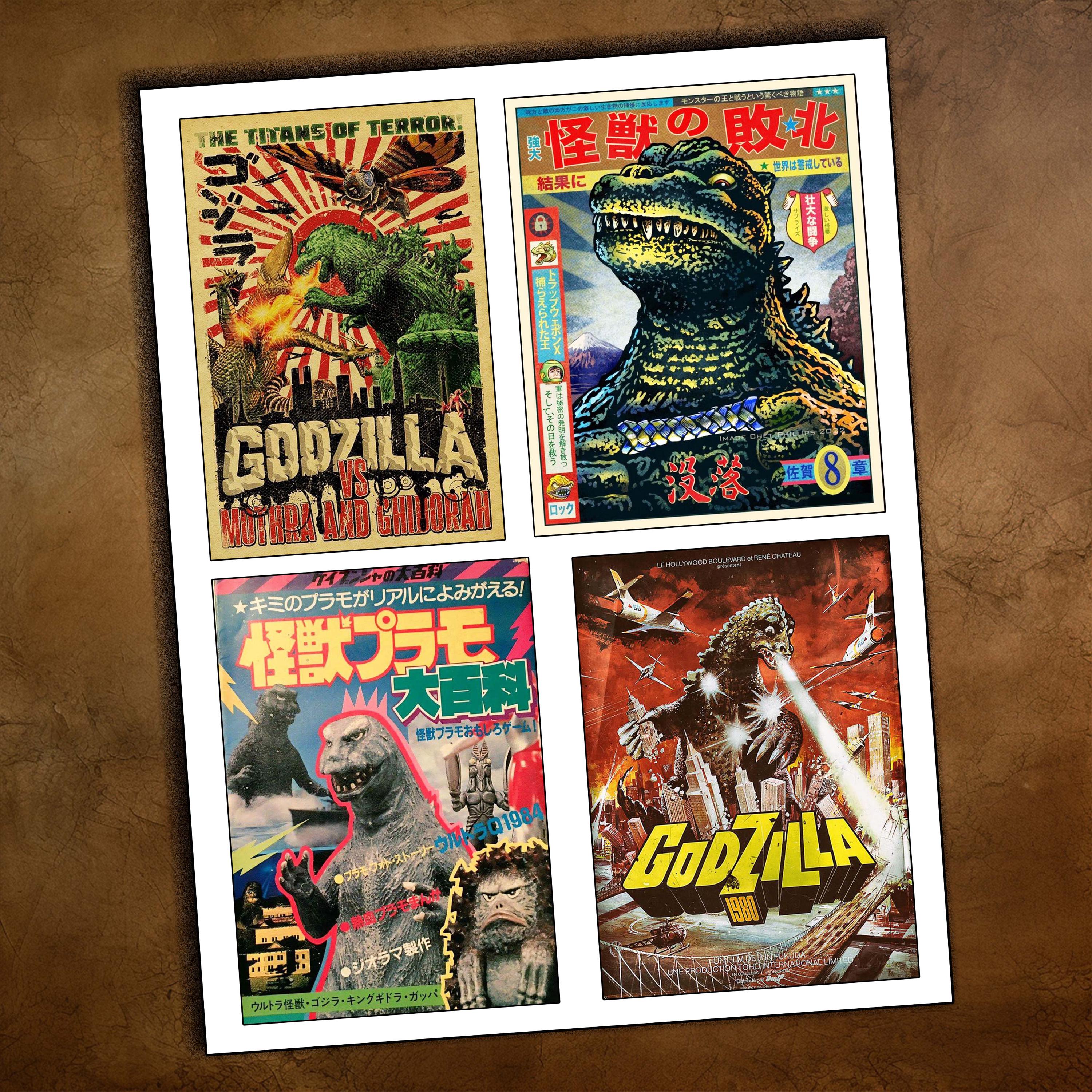 Retro Vintage Godzilla Movie Poster Clipart Ephemera Junk Journal Sci ...
