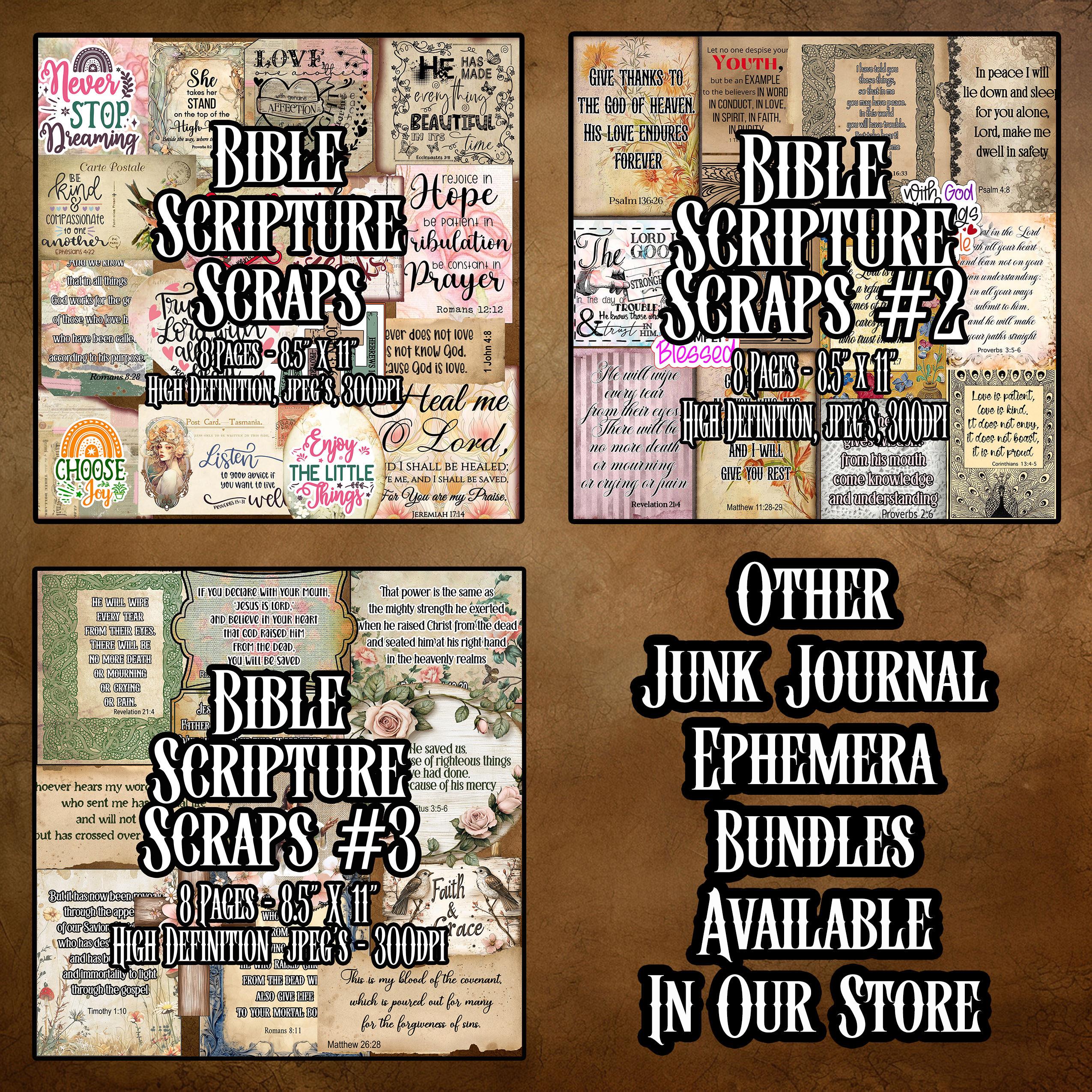 Bible Scripture Scraps #5 Christian Printable Ephemera Verse Prayer ...