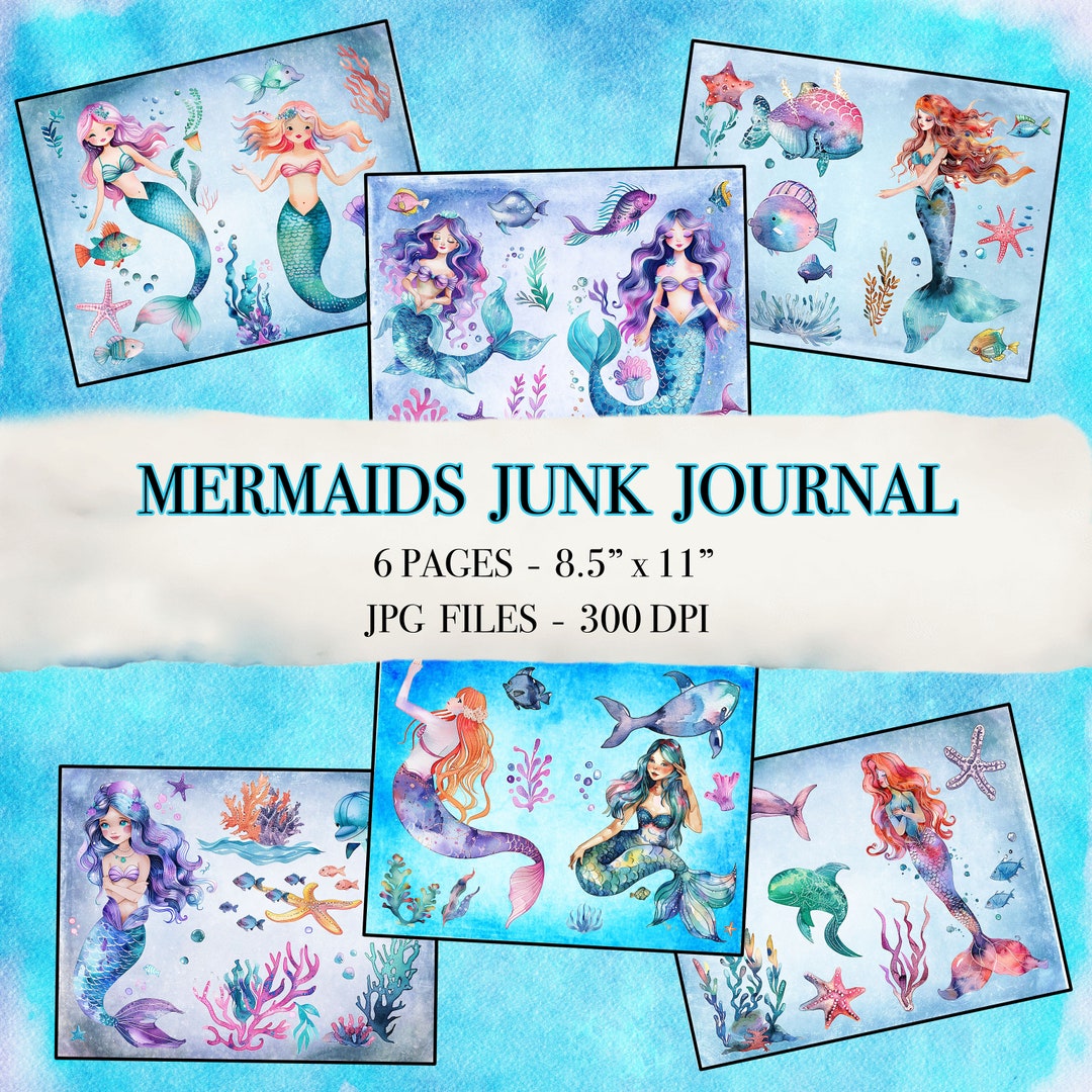 Beautiful Mermaid Undersea Adventure Junk Journal Printable Collage ...