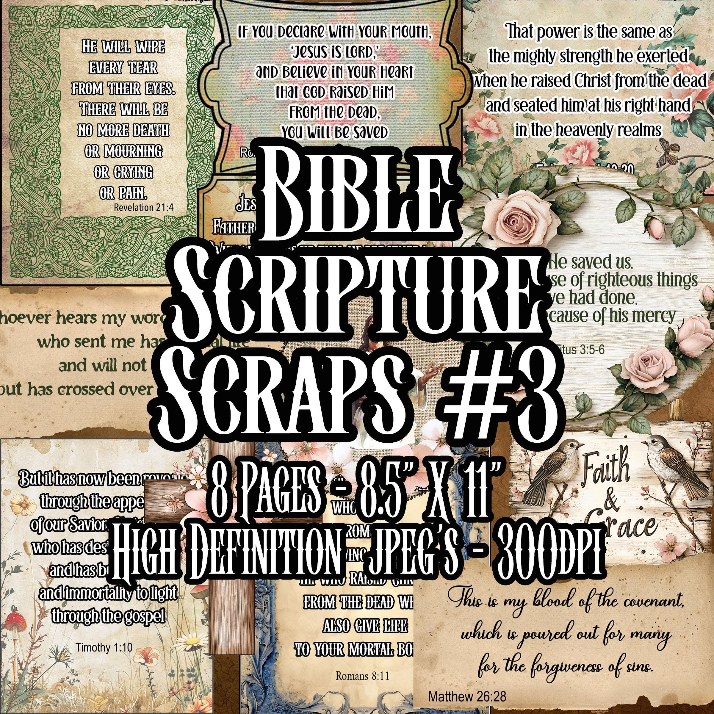 Bible Scripture Scraps #3 Christian Printable Ephemera Verse Prayer ...