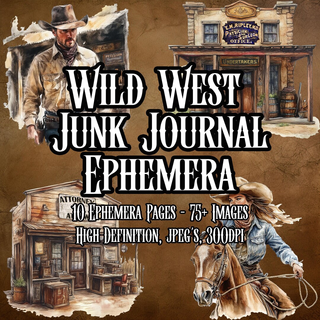 Western Cowboys Cowgirls Junk Journal Ephemera Printable Pages Journal ...
