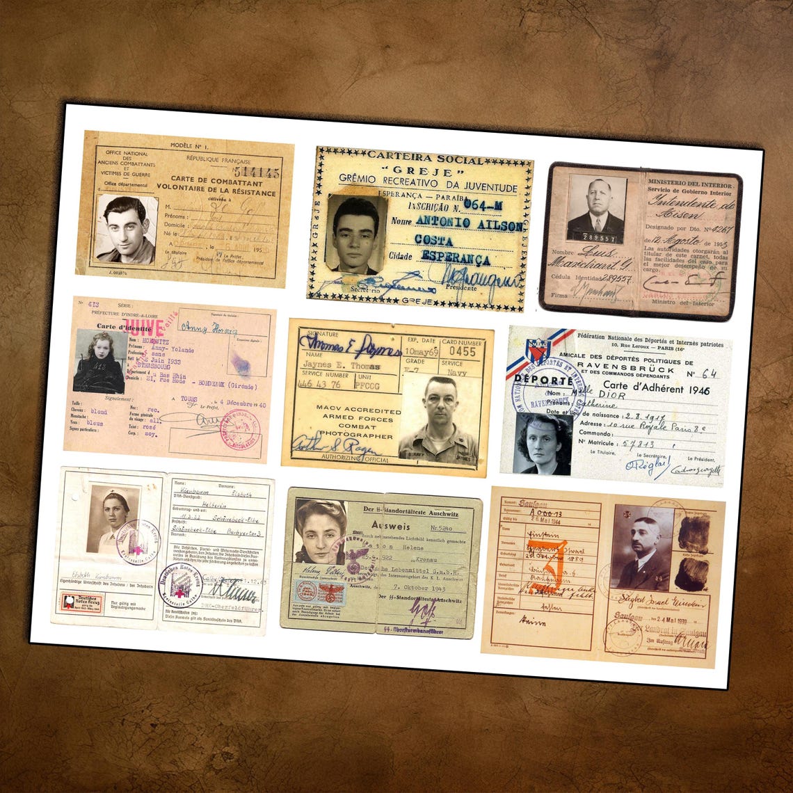 Authentic Vintage Identity Cards and Passports Ephemera Bundle 50 ...