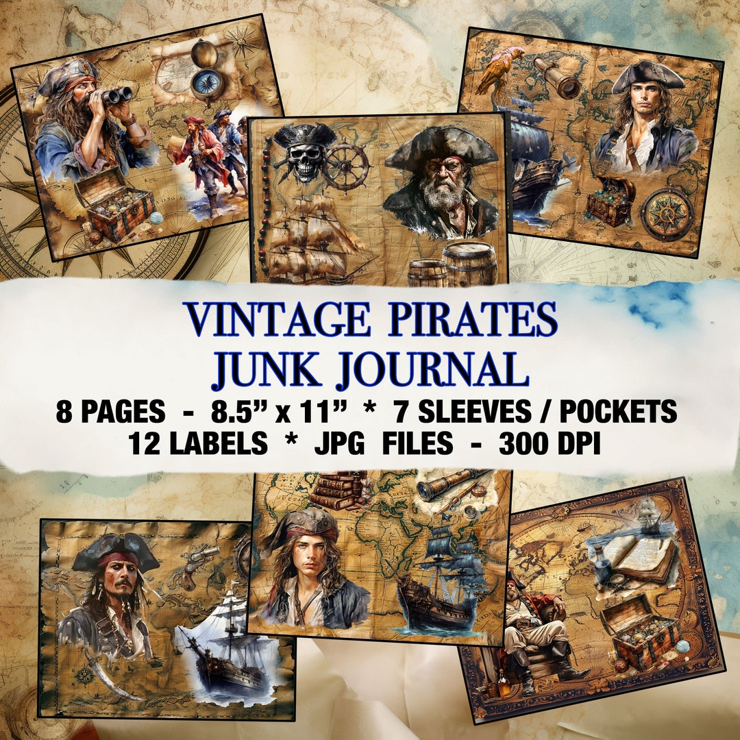 Vintage Pirates Themed Junk Journal Printable Pages Travel Scrapbooking ...