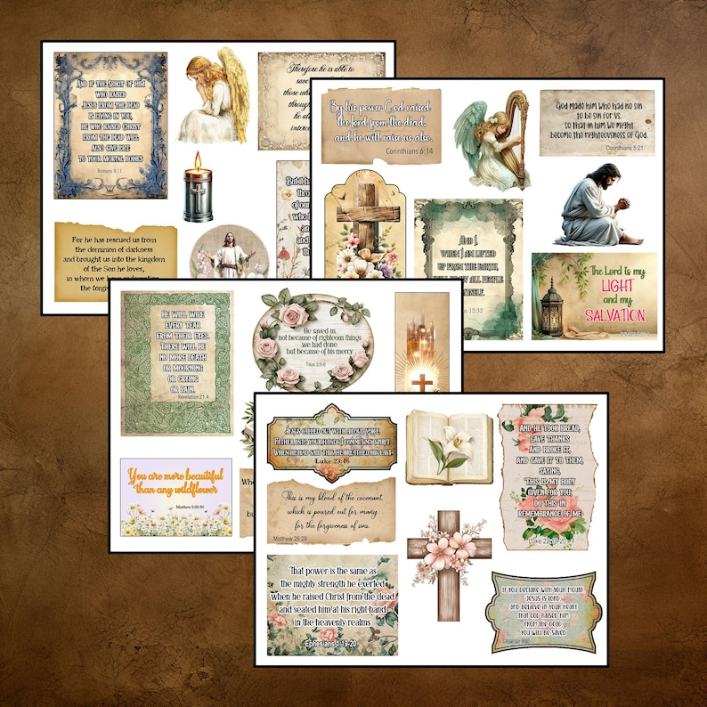 Bible Scripture Scraps #3 Christian Printable Ephemera Verse Prayer ...