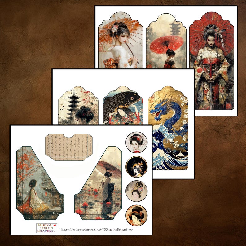Vintage Style Japanese Journal Ephemera Scrapbooking Supplies Collage ...