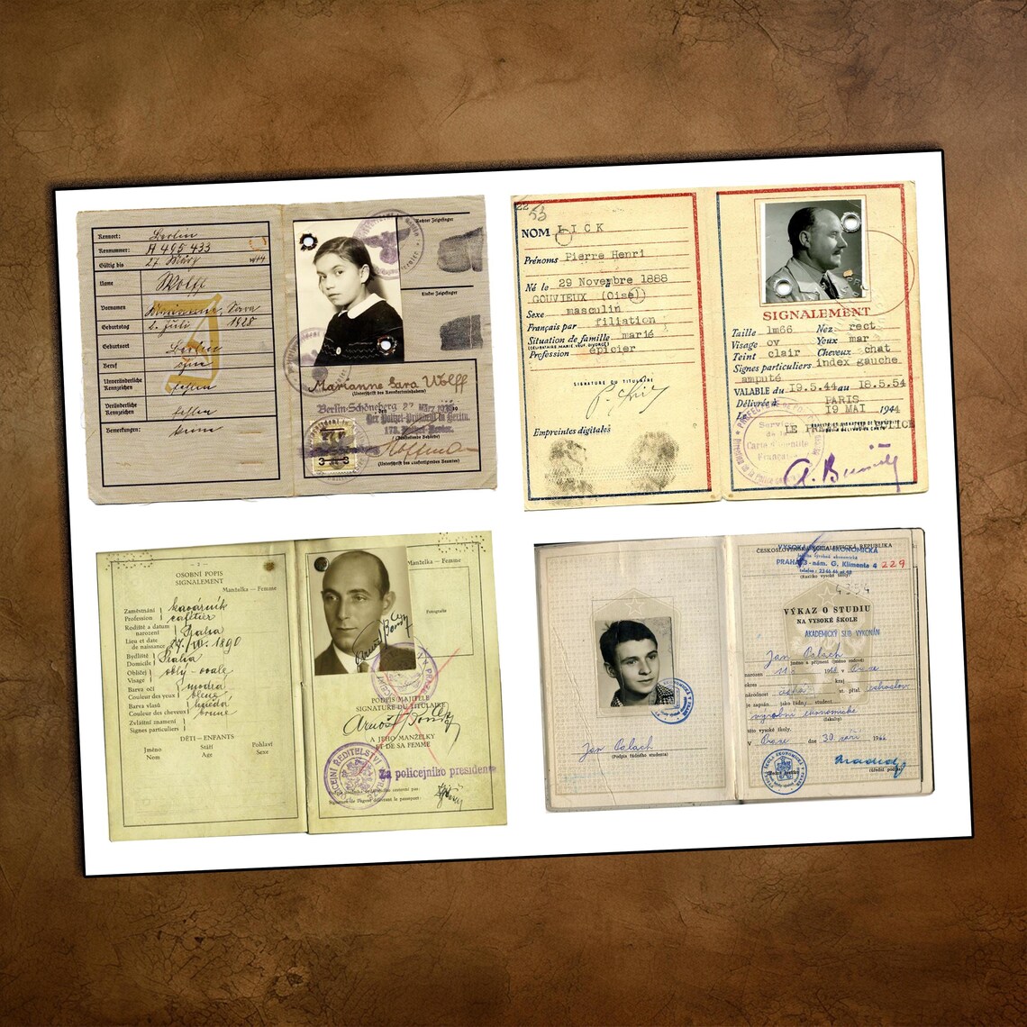 Authentic Vintage Identity Cards and Passports Ephemera Bundle 50 ...