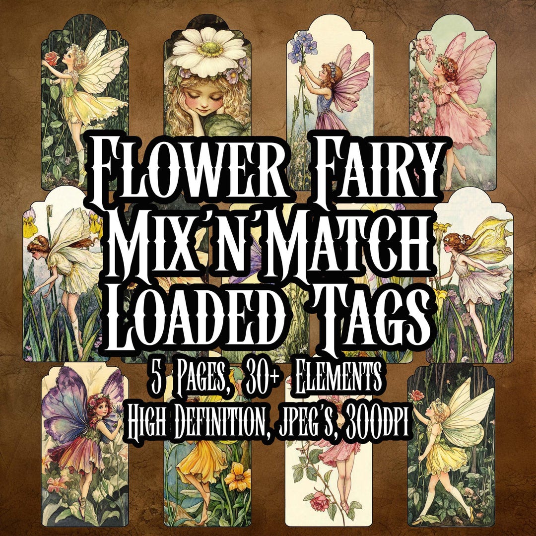 Magical Flower Fairies Mix'n'match Loaded Tags Junk Journal Ephemera ...