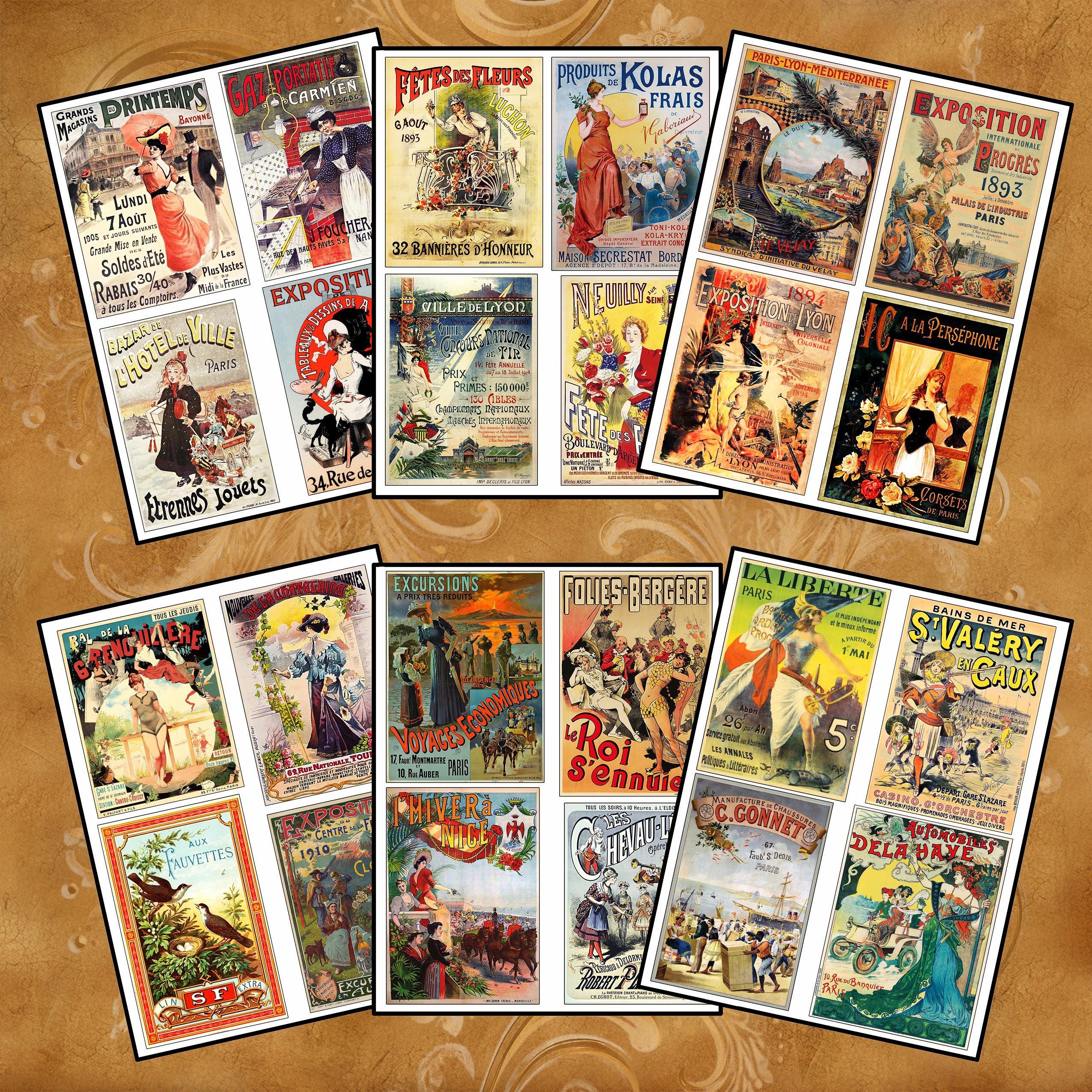Vintage French Posters Ephemera Bundle 50+ Printable Poster Cards ...