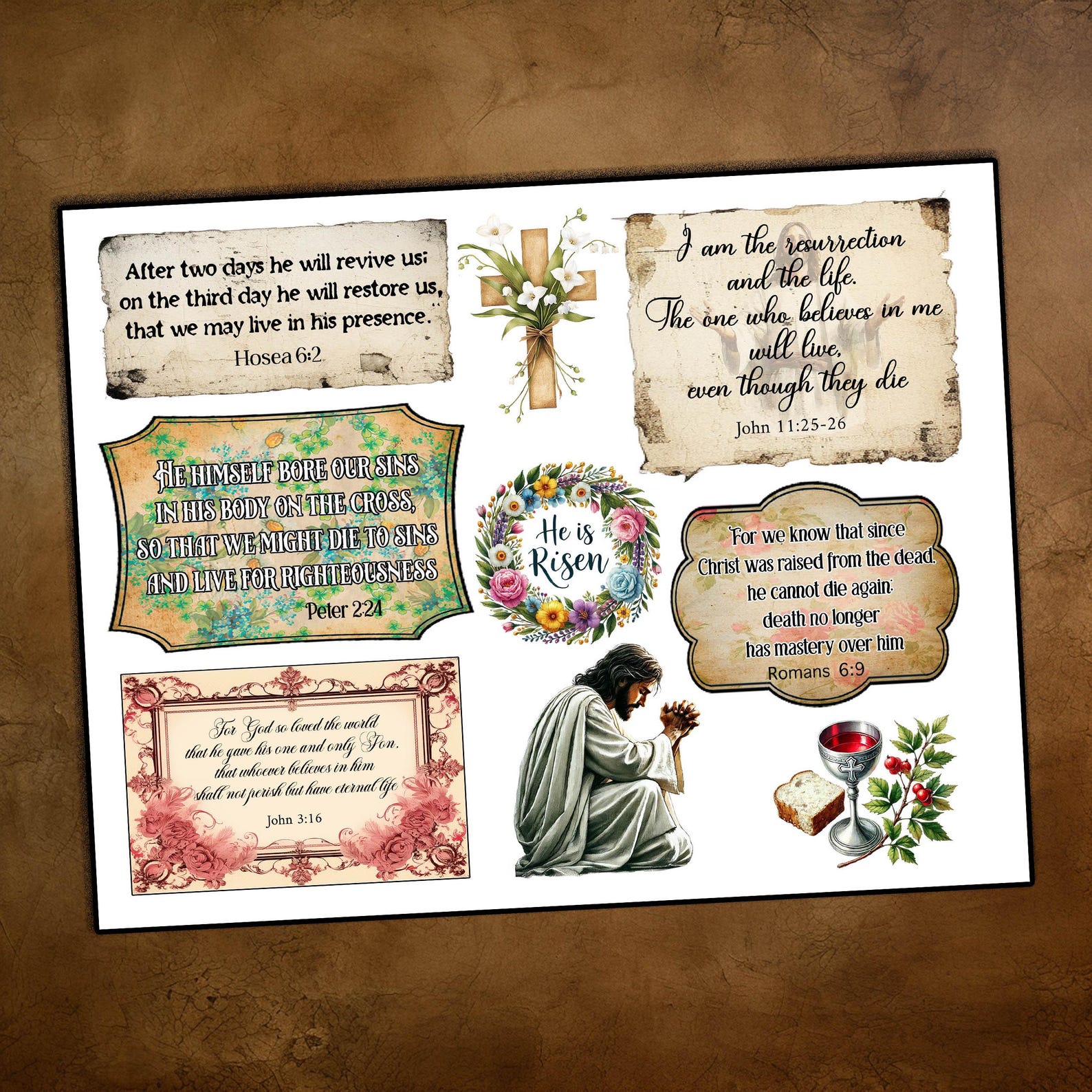 Bible Scripture Scraps #3 Christian Printable Ephemera Verse Prayer ...
