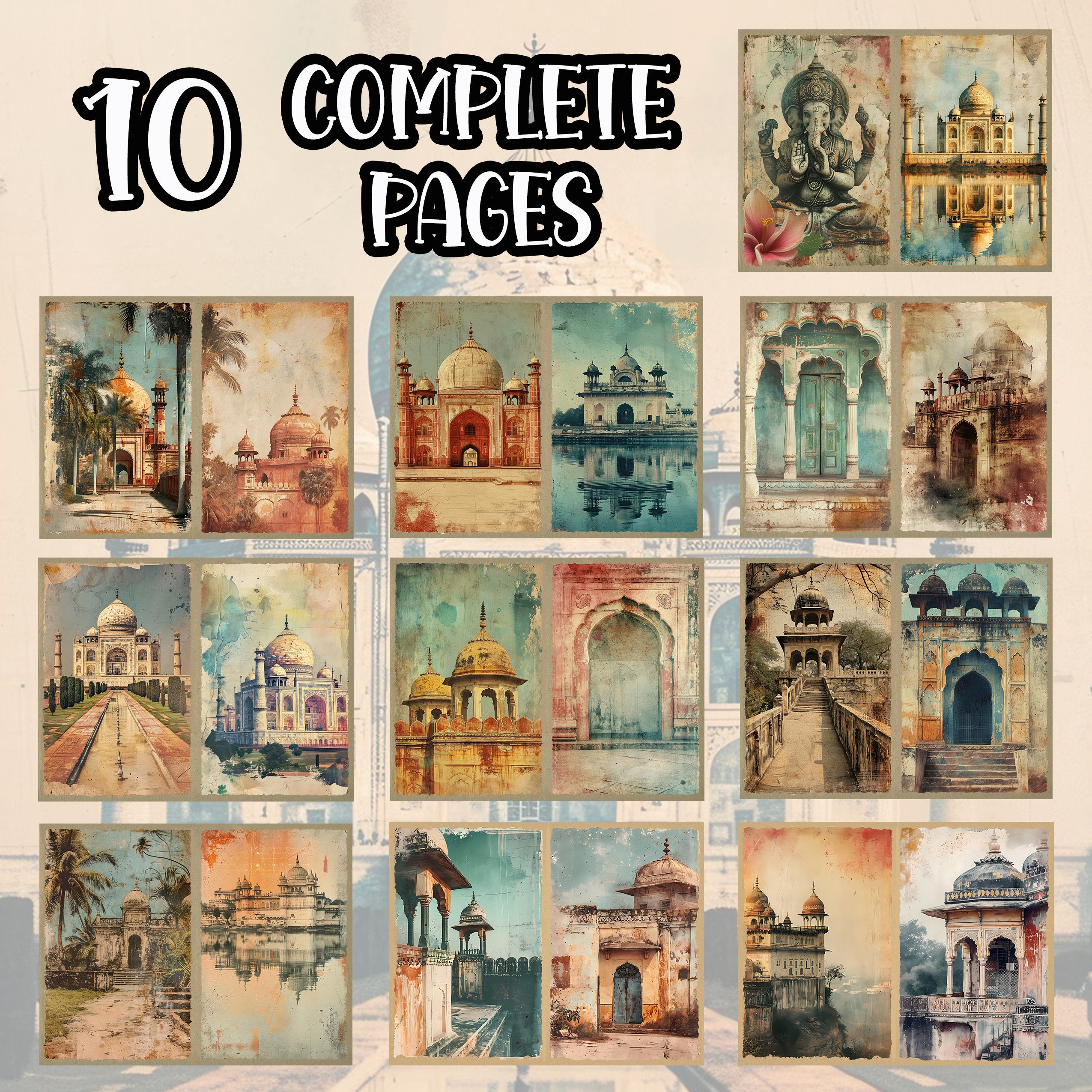 Vintage Junk Journal Printable Pages India Travel Journal Travel ...