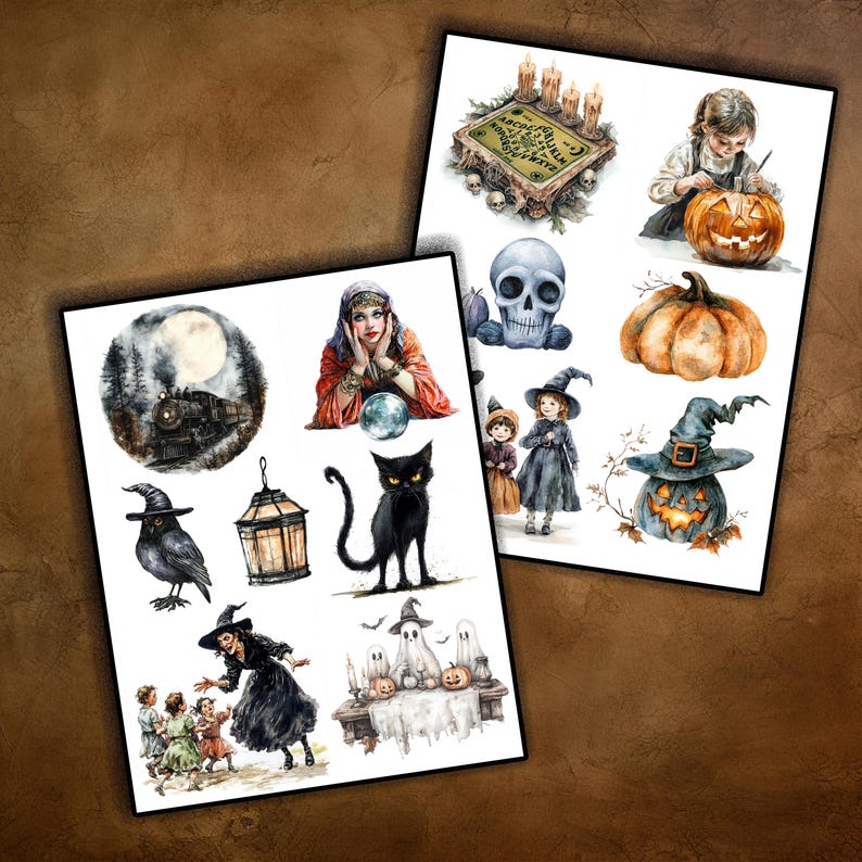 Vintage Style Halloween Fussy Cuts Bundle 50+ Images Halloween Themed ...