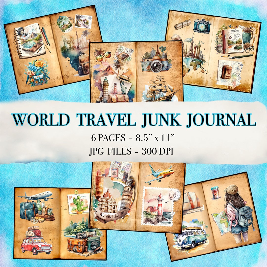 Vintage Junk Journal Printable Pages World Travel Journal Scrapbooking ...