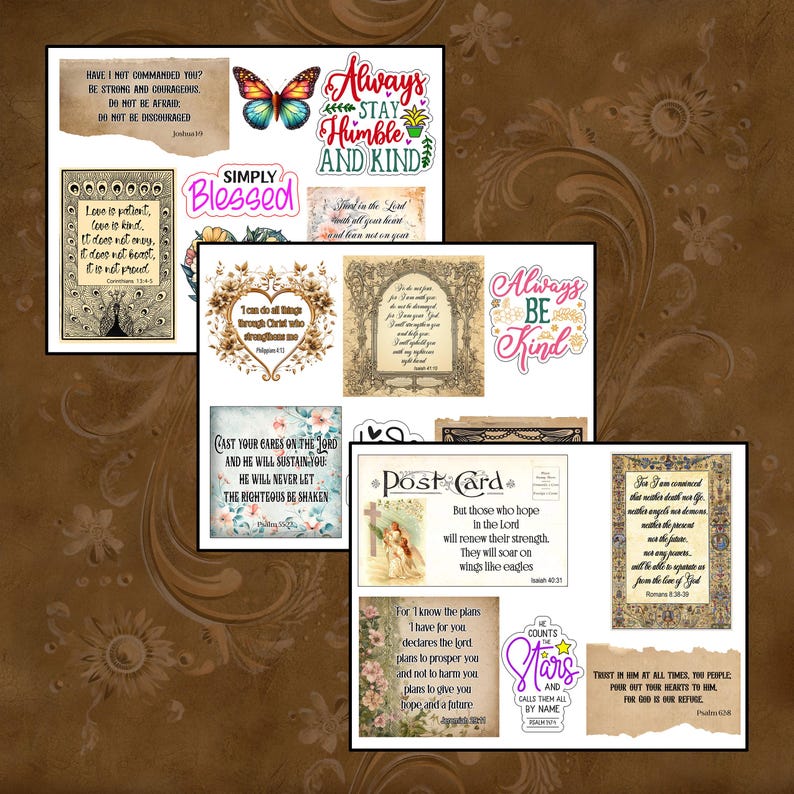 Bible Scripture Scraps #2 Christian Printable Ephemera Verse Prayer ...