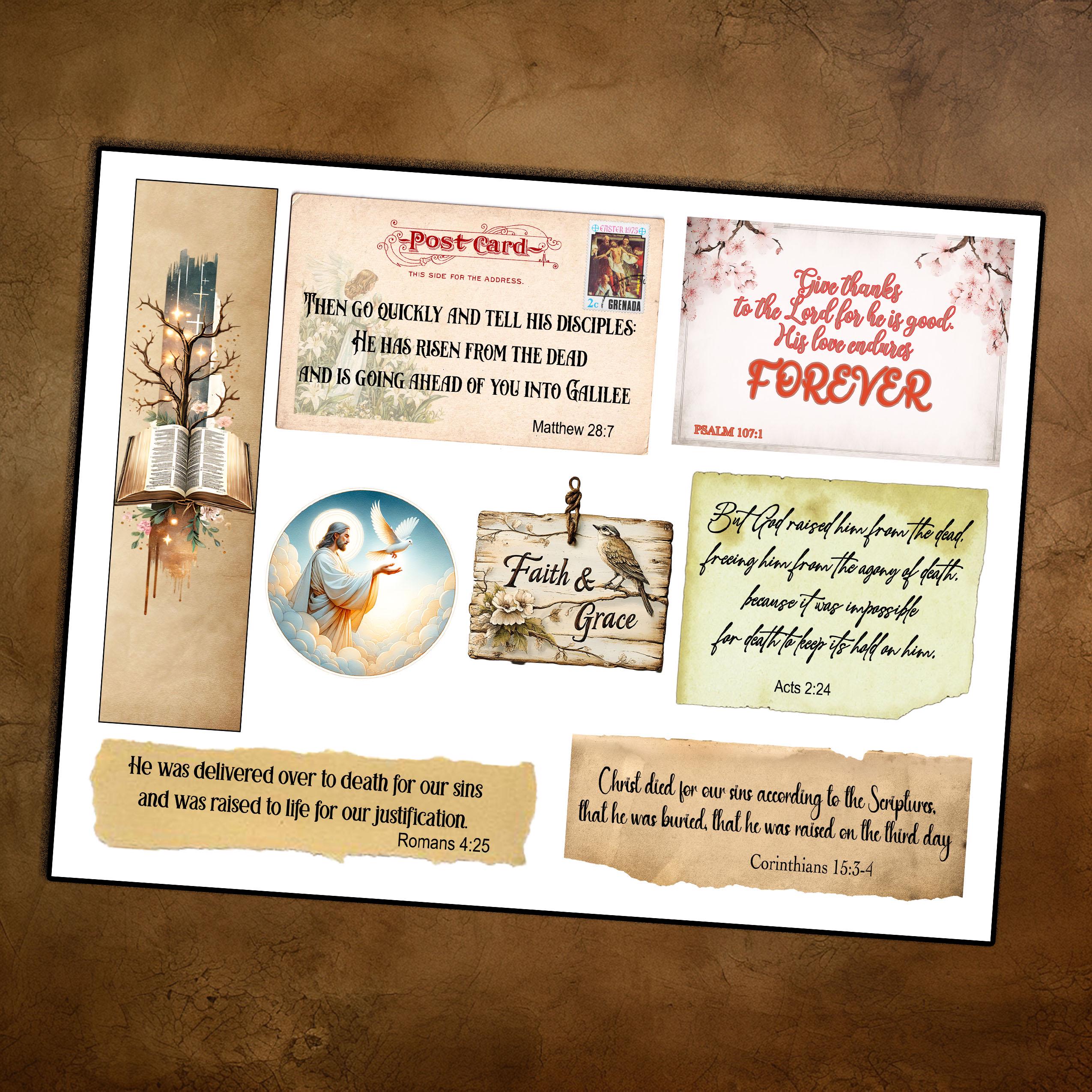 Bible Scripture Scraps #3 Christian Printable Ephemera Verse Prayer ...