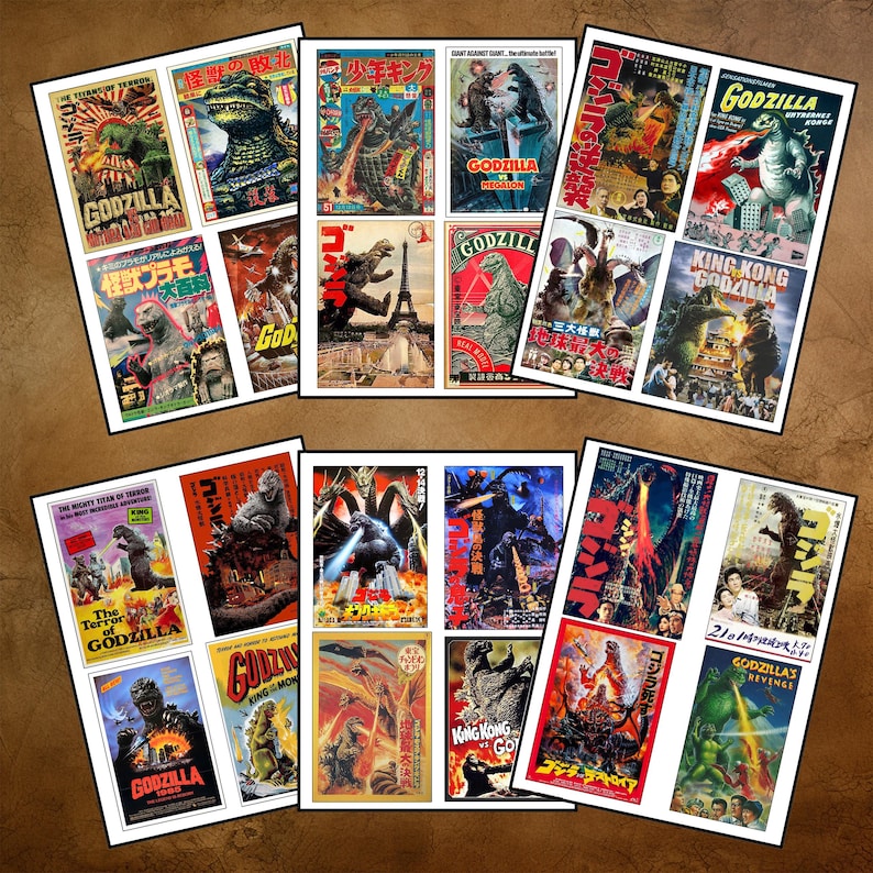 Retro Vintage Godzilla Movie Poster Clipart Ephemera Junk Journal Sci ...