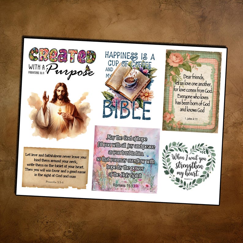 Bible Scripture Scraps and Fussy Cuts Christian Printable Ephemera ...