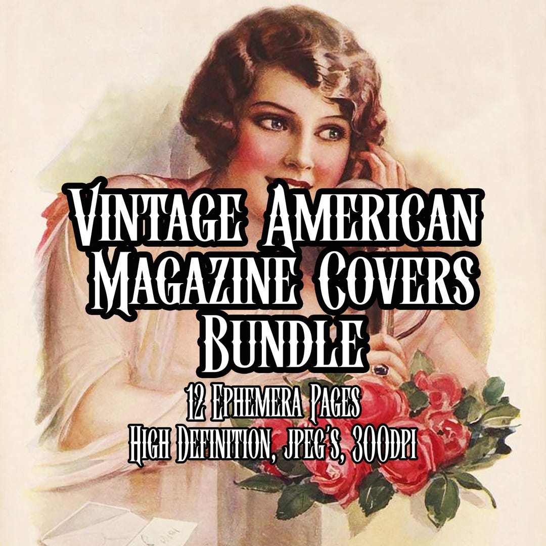 Vintage American Magazine Covers Ephemera Bundle 50+ Printable Card ...