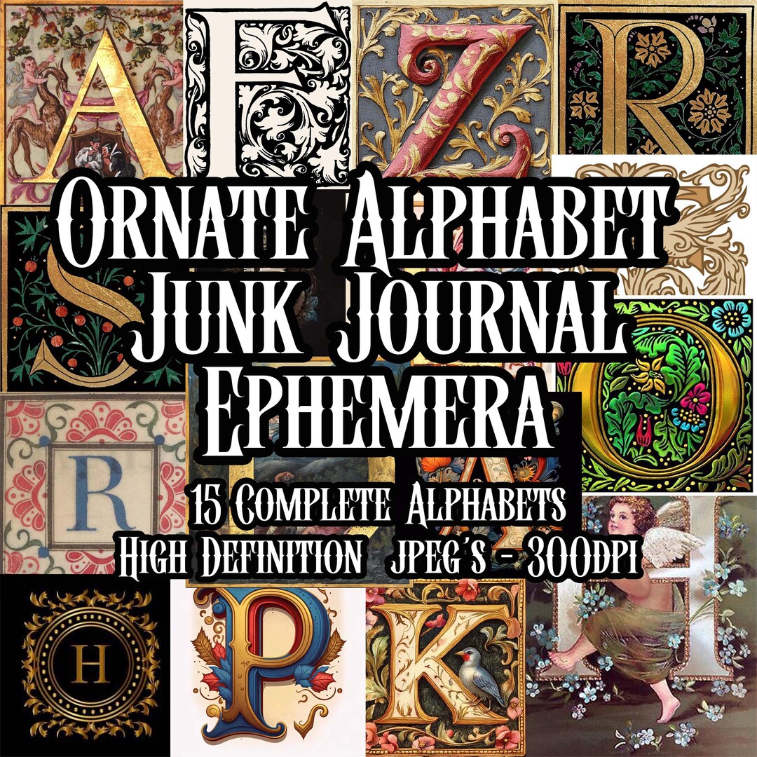 Alphabet Sets Junk Journal Ephemera Bundle 15 Complete Alphabet Sets ...