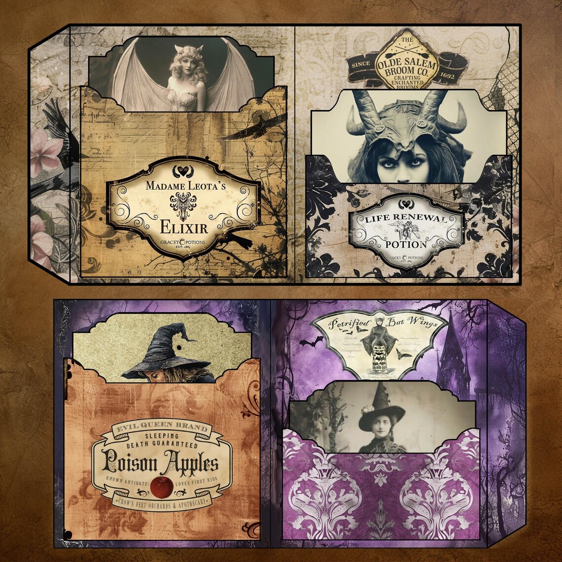 Halloween Flip-out Pocket Packs Mix'n'match Ephemera for Junk Journals ...