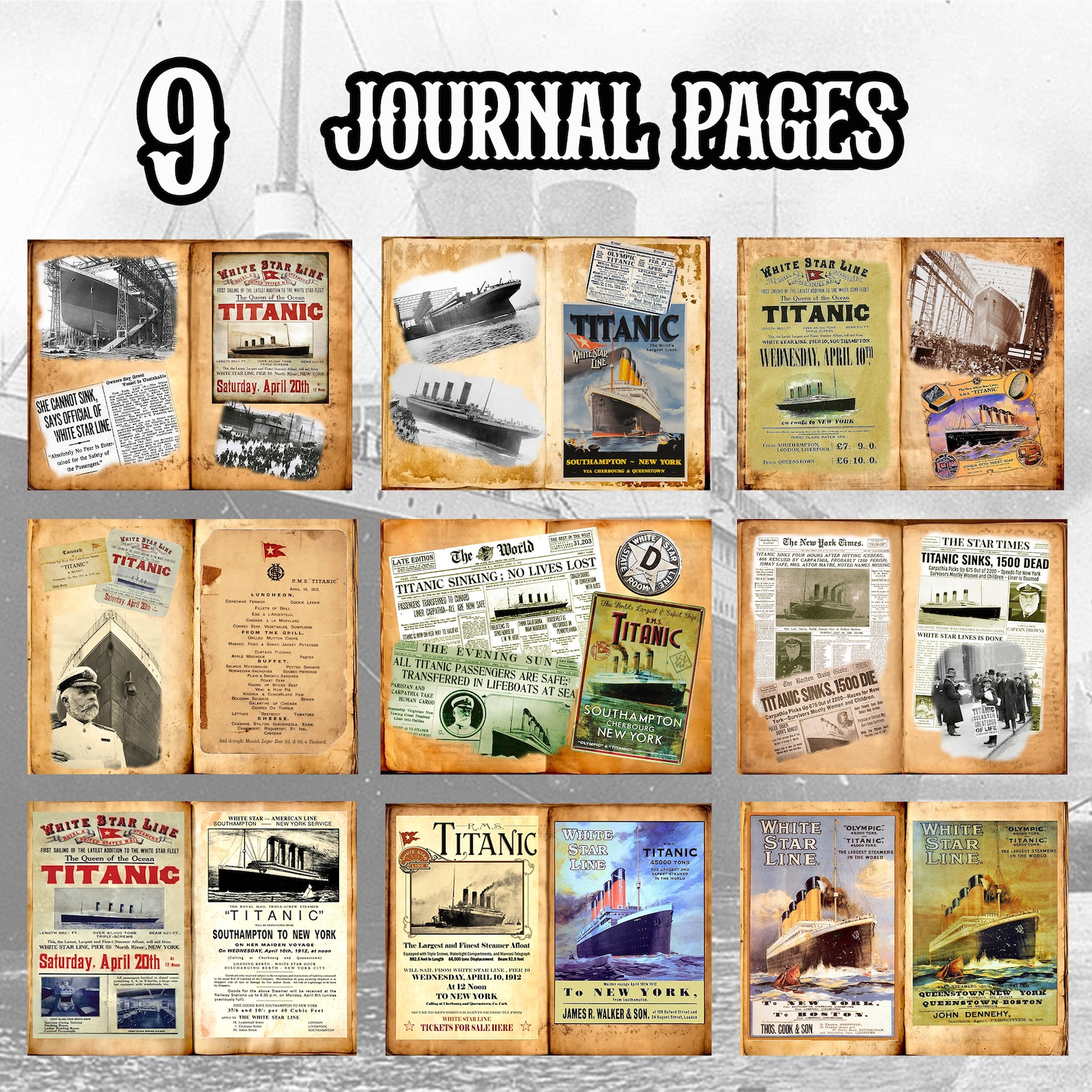Titanic Ephemera Vintage Junk Journal Printable Pages Scrapbooking ...
