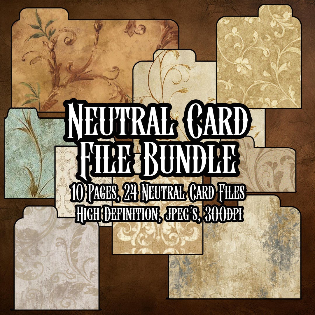 Neutral Card Pocket Files Ephemera for Journals Decoupage Collage ...