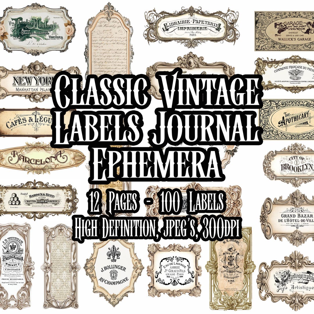 Vintage Classic Large Labels Junk Journal Ephemera Collage Sheets ...
