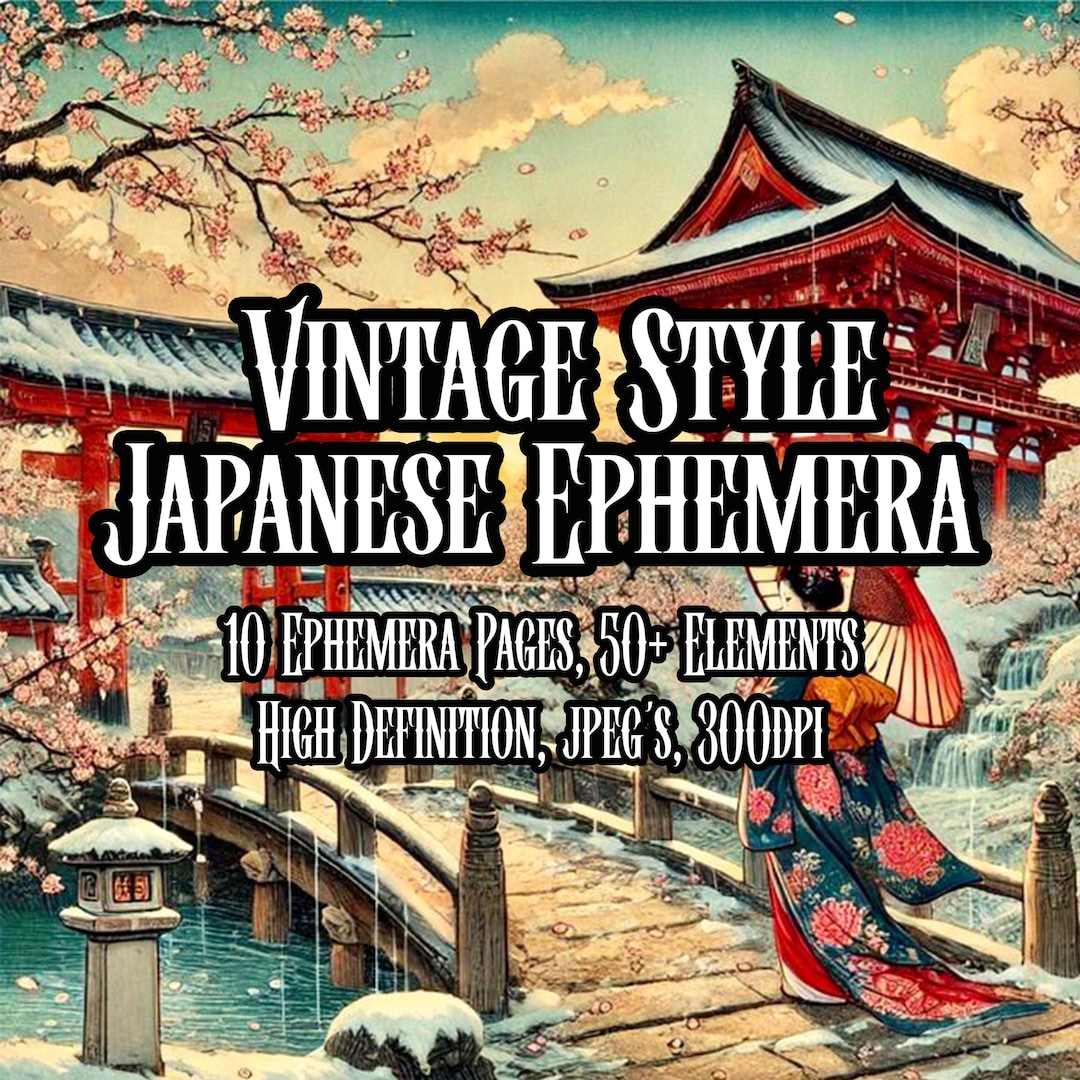 Vintage Style Japanese Journal Ephemera Scrapbooking Supplies Collage ...