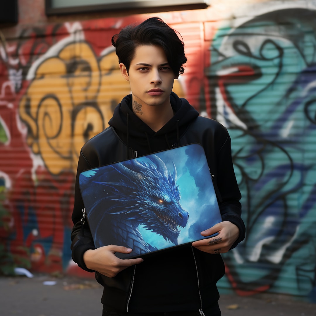 Blue Dragon Laptop Sleeve Fantasy Dragon-themed Laptop Sleeve MacBook ...