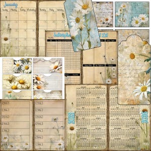 Shabby Daisy 2025 Calendar Junk Journal Printable Pages Scrapbooking ...