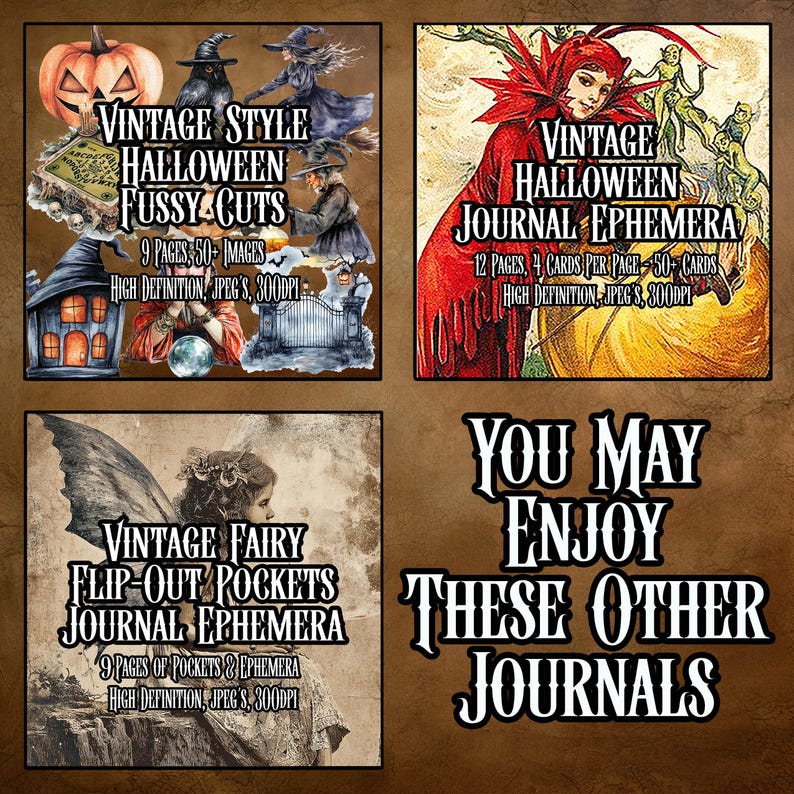 Halloween Flip-out Pocket Packs Mix'n'match Ephemera for Junk Journals ...