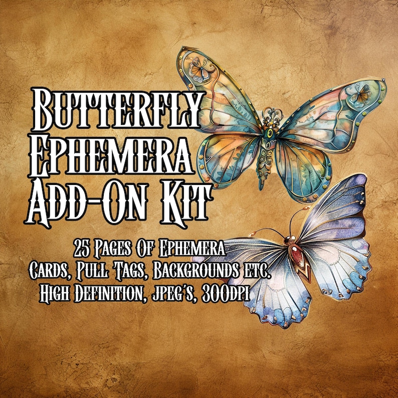 Vintage Butterfly Ephemera Add-on Bundle Over 100 Printable Butterfly ...