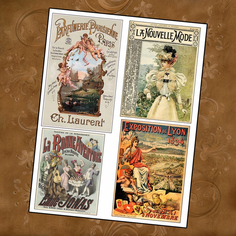 Vintage French Posters Ephemera Bundle 50+ Printable Poster Cards ...