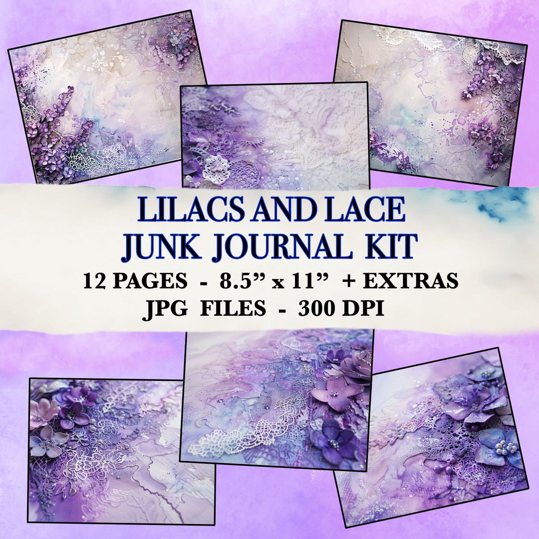 Beautiful Lilacs and Lace Junk Journal Papers and Ephemora Hi ...