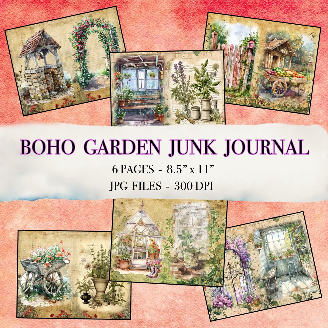 Boho Garden Junk Journal Printable Pages Gardening Printable Botanical ...
