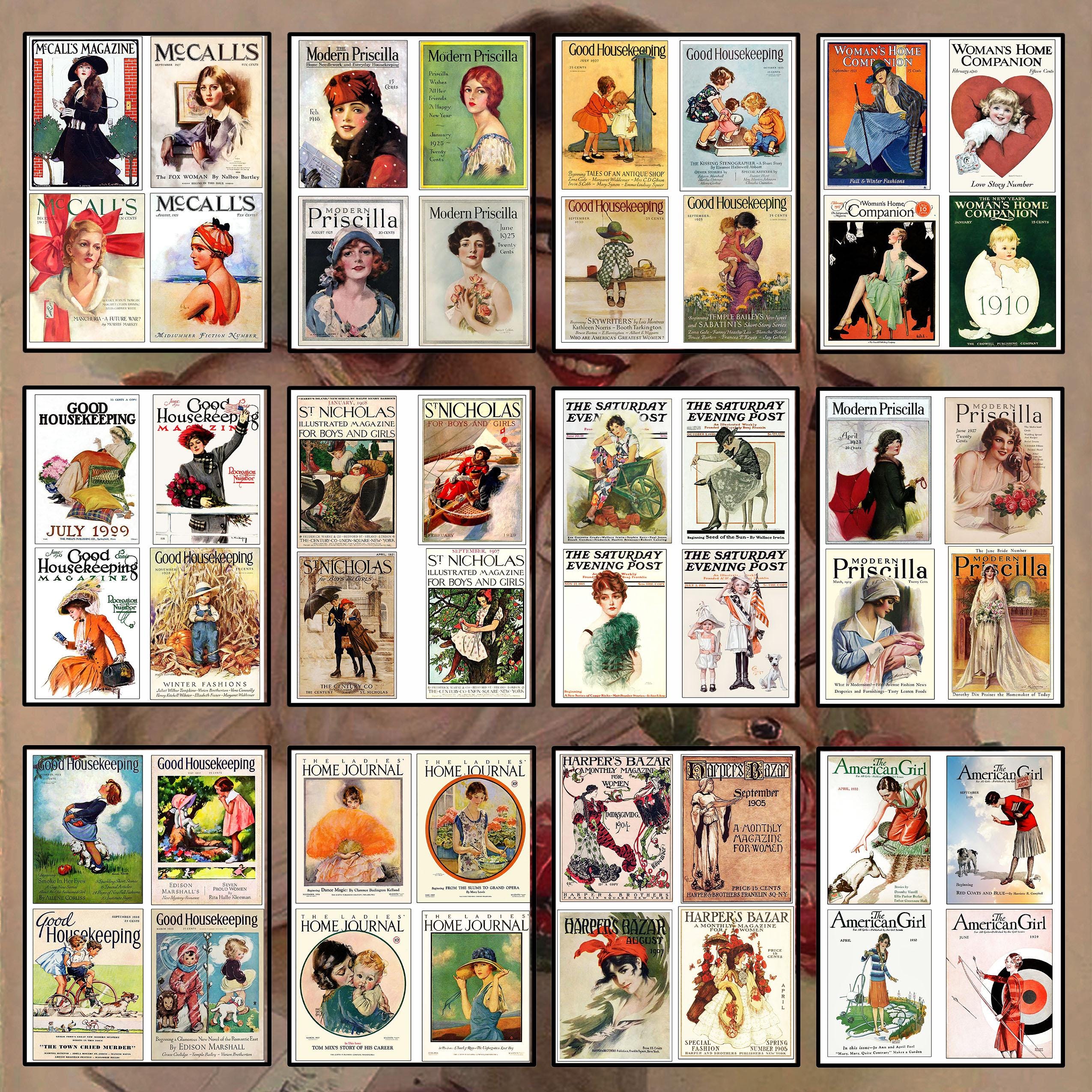Vintage American Magazine Covers Ephemera Bundle 50+ Printable Card ...