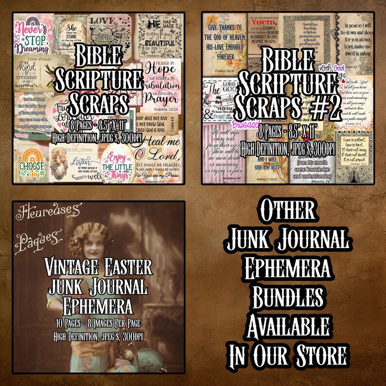 Bible Scripture Scraps #3 Christian Printable Ephemera Verse Prayer ...