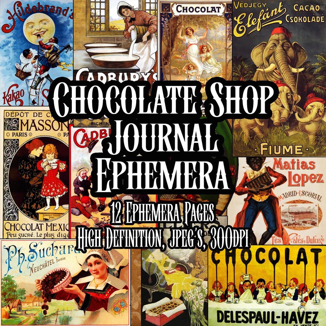 Vintage Chocolate Labels and Posters Ephemera Bundle 50+ Printable ...