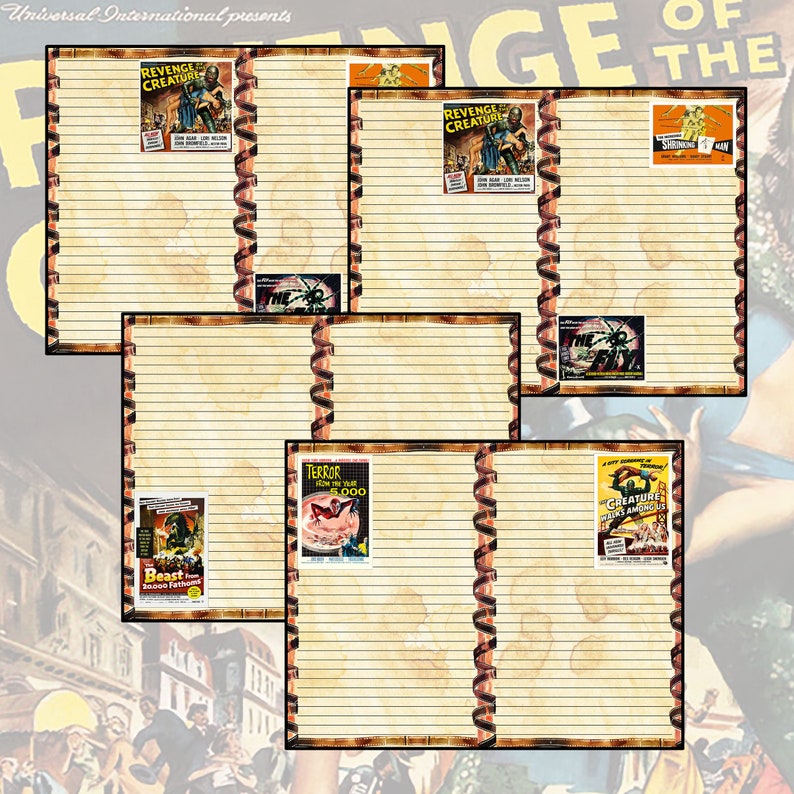 Retro Vintage Movie Clipart Junk Journal Sci-fi Horror Classic ...