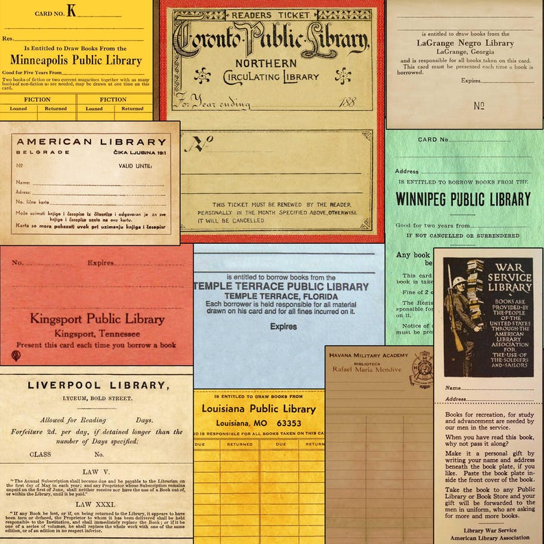 Vintage Library Ephemera – 35 Printable Library Cards for Junk Journals ...